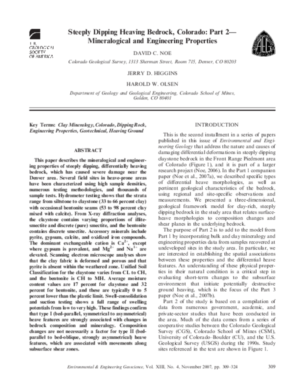 (PDF) Steeply Dipping Heaving Bedrock, Colorado: Part 1 Heave Features ...