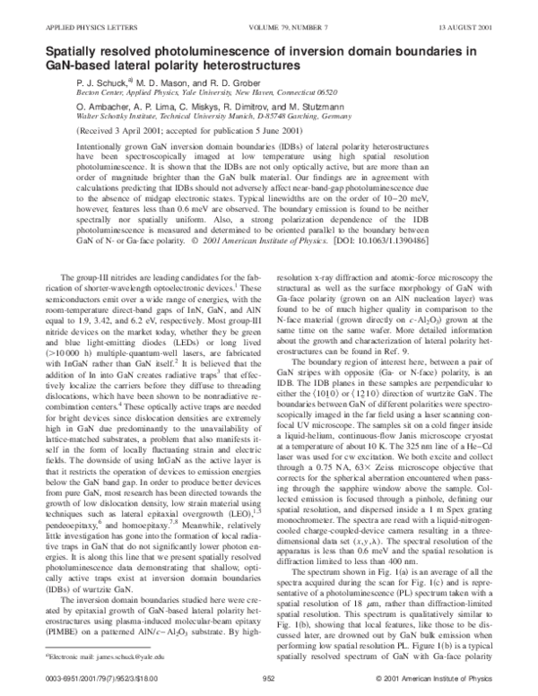 Pdf Spatially Resolved Photoluminescence Of Inversion Domain Boundaries In Gan Based Lateral