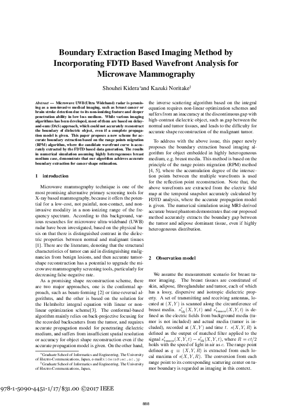 Pdf Boundary Extraction Based Imaging Method By Incorporating Fdtd Based Wavefront Analysis