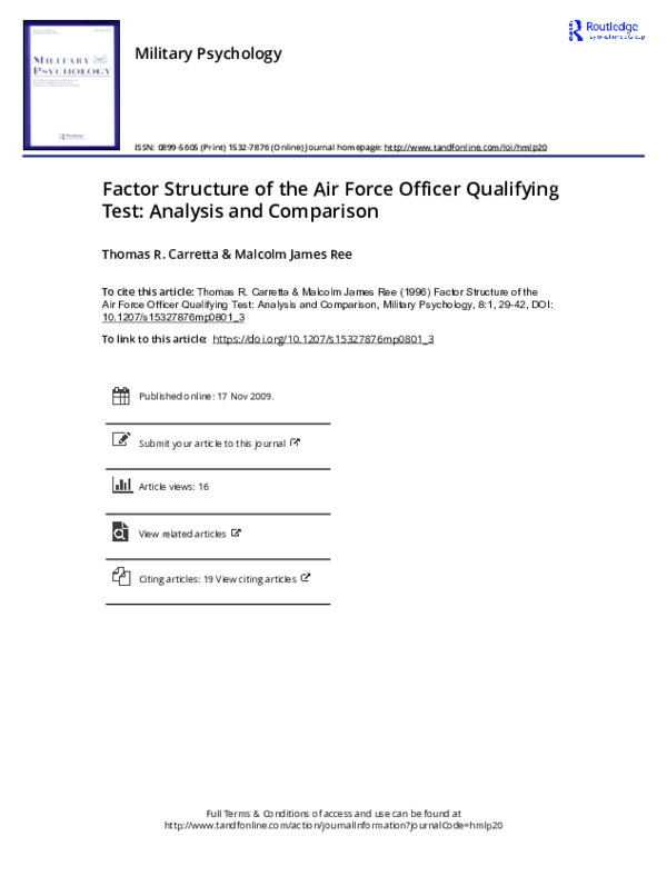 (PDF) Factor Structure of the Air Force Officer Qualifying Test ...
