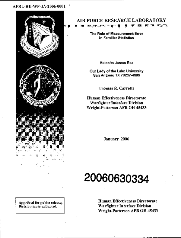 (PDF) The Role of Measurement Error in Familiar Statistics