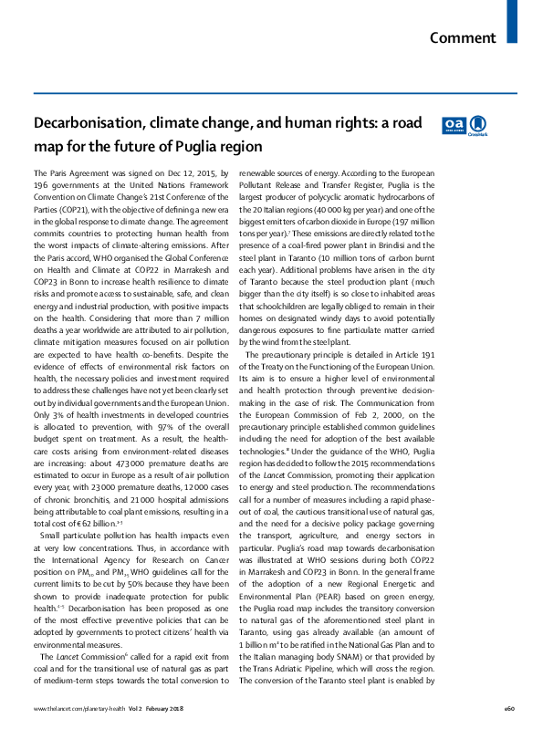 (PDF) Decarbonisation, climate change, and human rights: a road map for ...