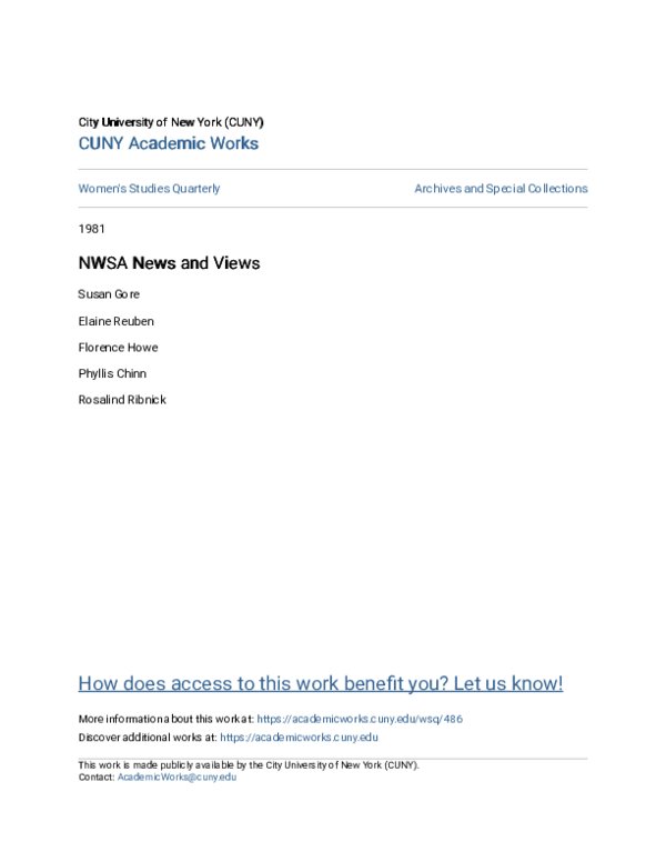 (PDF) Nwsa News and Views