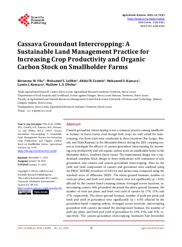(PDF) Cassava Groundnut Intercropping: A Sustainable Land Management ...