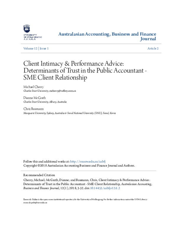 (PDF) Trust Factors in Public Accountant-SME Client Relations