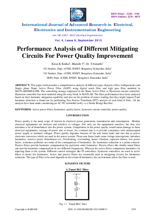 (PDF) Performance Analysis of Different Mitigating Circuits For Power Quality Improvement