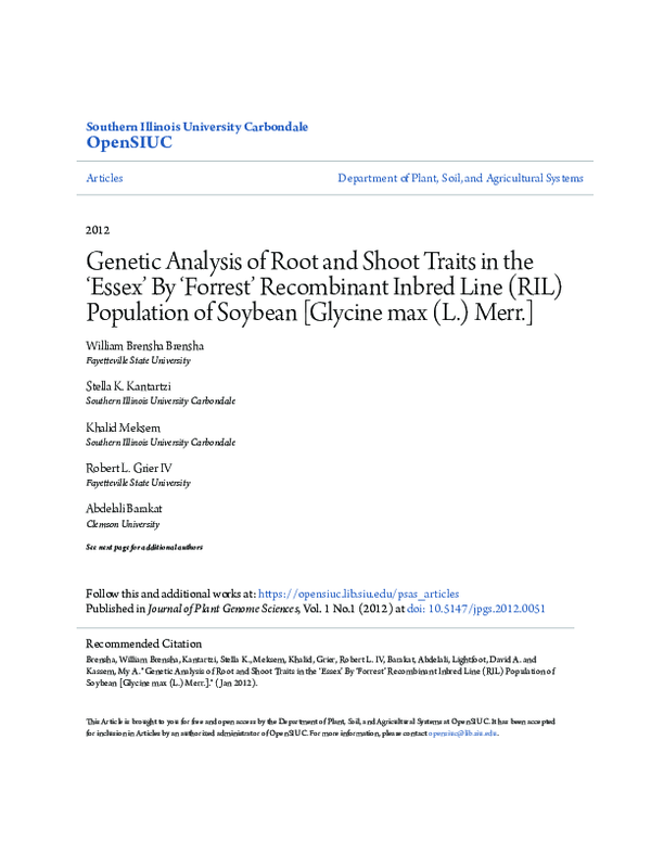 (PDF) Genetic Analysis of Root and Shoot Traits in the ‘Essex’ By ...