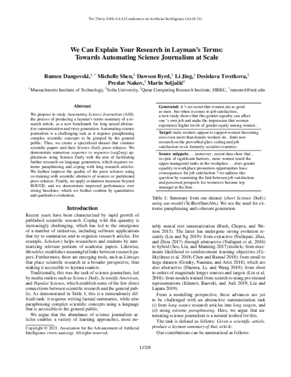 (PDF) We Can Explain Your Research in Layman's Terms: Towards ...