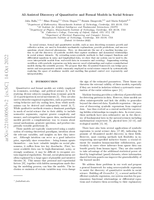 (PDF) AI-Assisted Discovery of Quantitative and Formal Models in Social Science