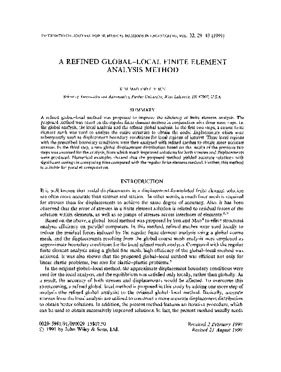 (PDF) A refined global-local finite element analysis method