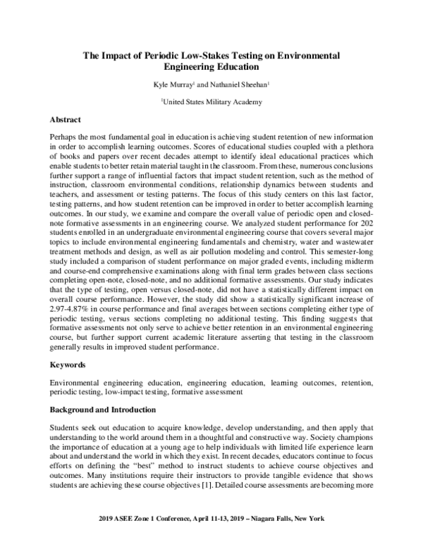 (PDF) The Impact of periodic Low-Stakes Testing on Environmental ...