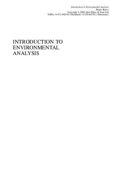 (PDF) Introduction to Environmental Analysis