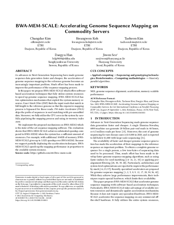 (PDF) BWA-MEM-SCALE: Accelerating Genome Sequence Mapping on Commodity ...