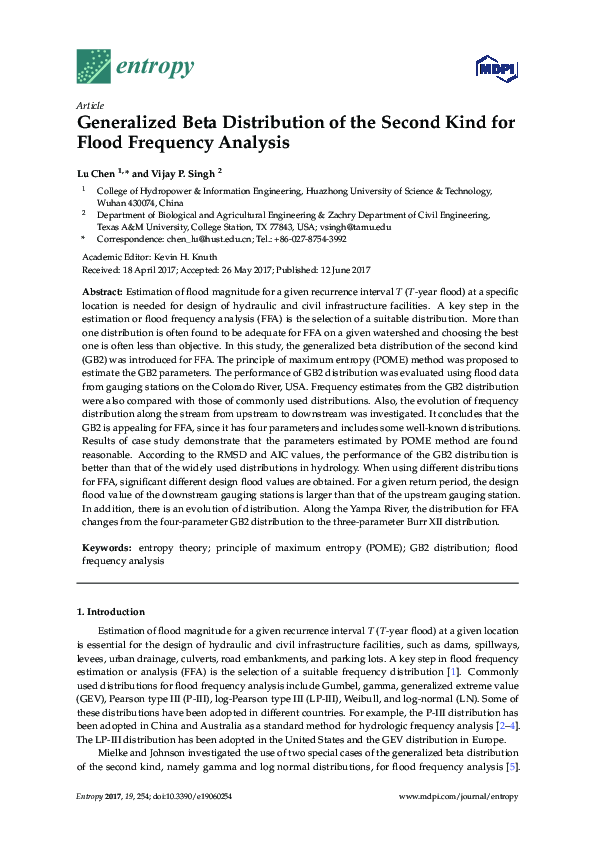 (PDF) Generalized Beta Distribution of the Second Kind for Flood ...