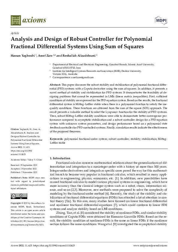 (PDF) Analysis and Design of Robust Controller for Polynomial Fractional Differential Systems ...