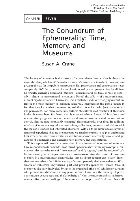 (PDF) The Conundrum of Ephemerality: Time, Memory, and Museums