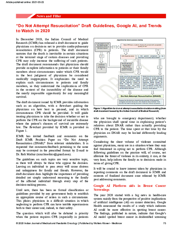 (PDF) “Do not attempt resuscitation” draft guidelines, Google AI, and ...