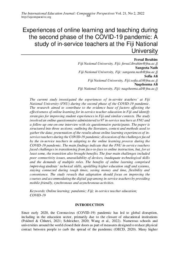(PDF) Experiences of online learning and teaching during the second ...