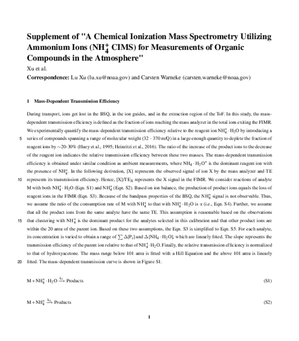 (PDF) Supplementary material to "A Chemical Ionization Mass ...