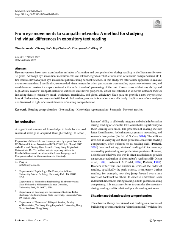 (PDF) From eye movements to scanpath networks: A method for studying individual differences in ...