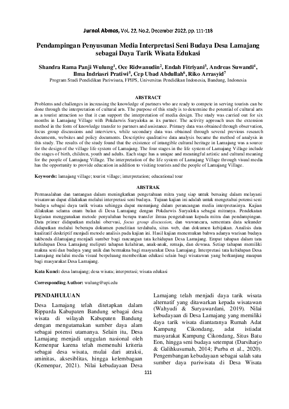 (PDF) Pendampingan Penyusunan Media Interpretasi Seni Budaya Desa ...