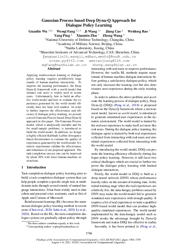 Pdf Gaussian Process Based Deep Dyna Q Approach For Dialogue Policy