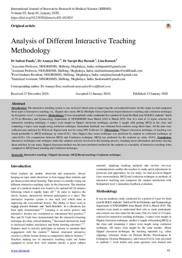 (PDF) Analysis of Different Interactive Teaching Methodology