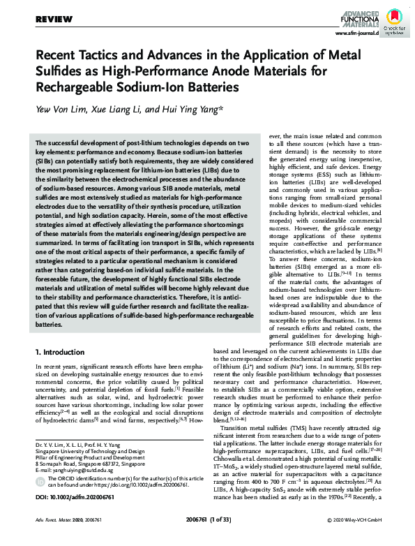 (PDF) Recent Tactics and Advances in the Application of Metal Sulfides ...