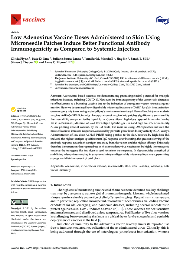 (PDF) Low Adenovirus Vaccine Doses Administered to Skin Using ...