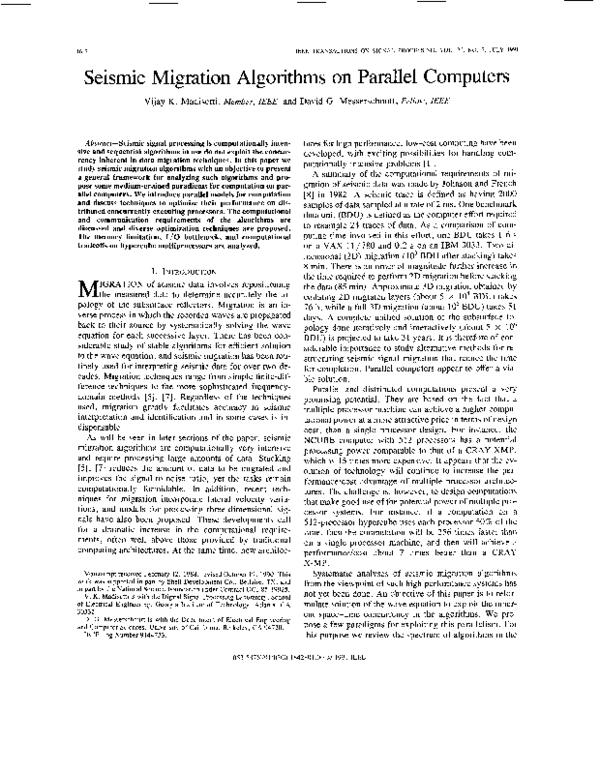 (PDF) Seismic migration algorithms on parallel computers