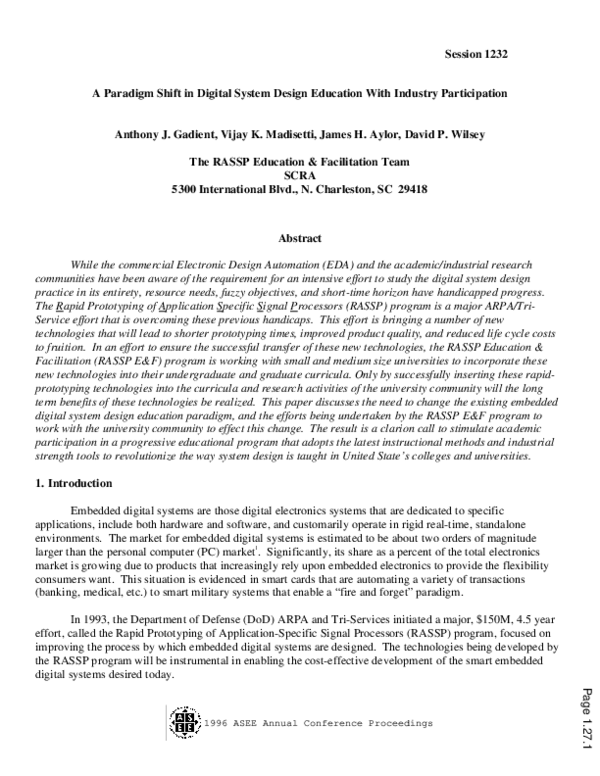 (PDF) A Paradigm Shift In Digital System Design Education With Industry ...