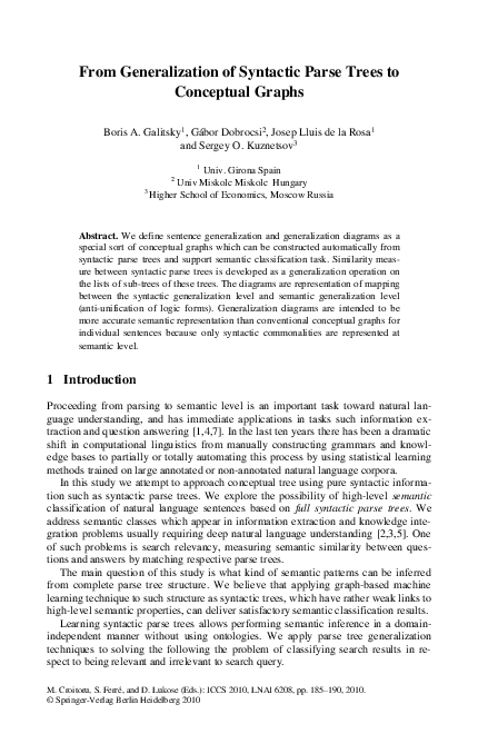 Pdf From Generalization Of Syntactic Parse Trees To Conceptual Graphs