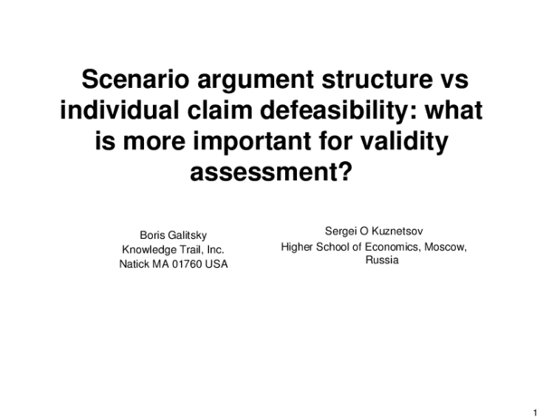 (PDF) Scenario Argument Structure vs Individual Claim Defeasibility: What Is More Important for ...