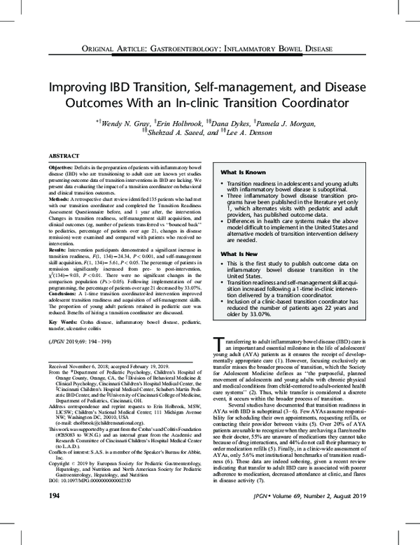 (PDF) Improving IBD Transition, Self-management, and Disease Outcomes ...
