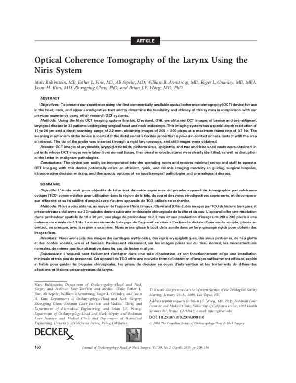 (PDF) Optical coherence tomography of the larynx using the Niris system
