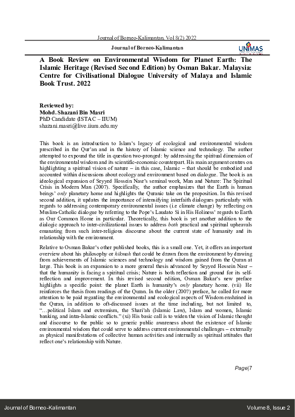 (PDF) A Book Review on Environmental Wisdom for Planet Earth: The ...