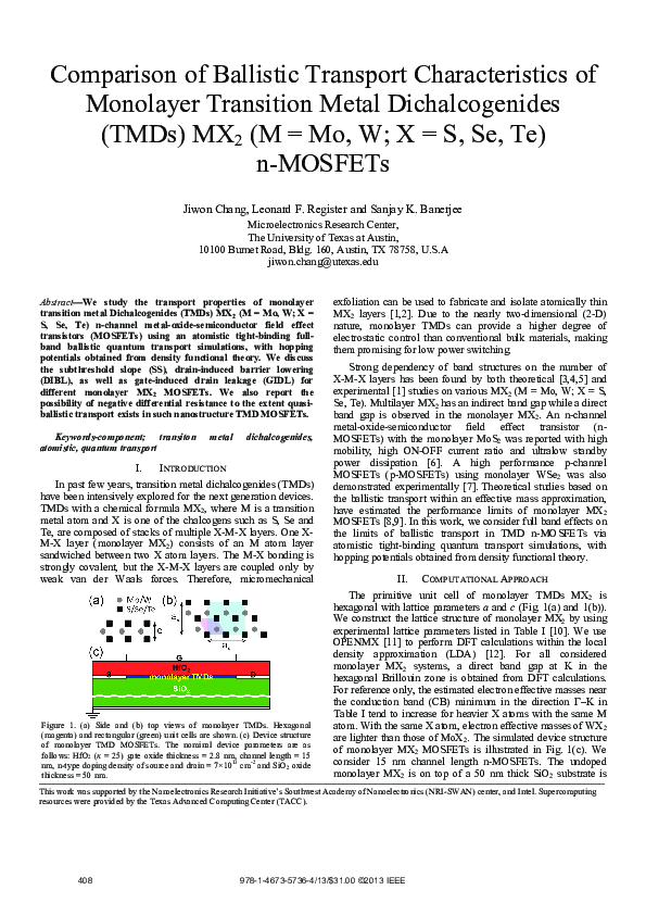 (PDF) Comparison of ballistic transport characteristics of monolayer ...