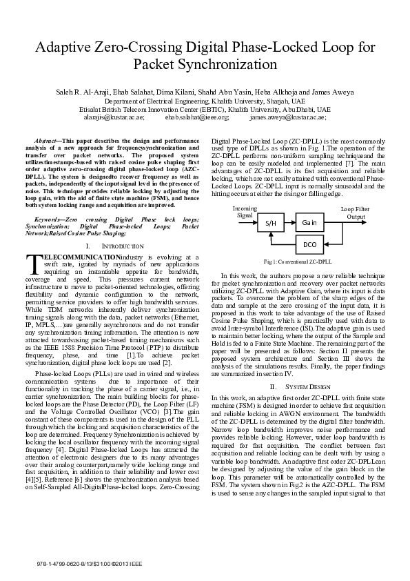 (PDF) Adaptive zero-crossing digital phase-locked loop for packet ...