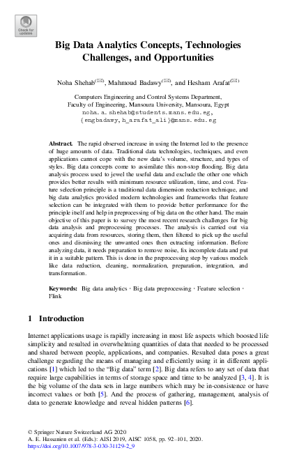 (PDF) Big Data Analytics Concepts, Technologies Challenges, and Opportunities