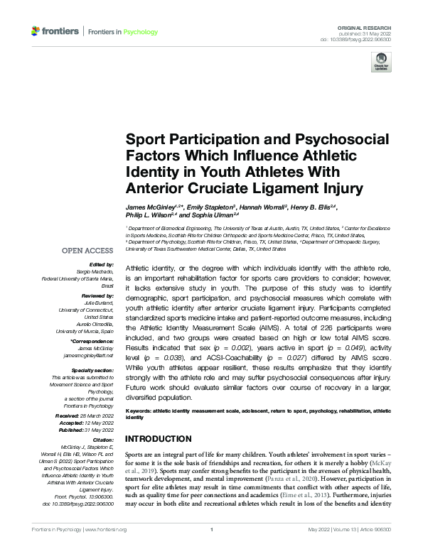(PDF) Sport Participation and Psychosocial Factors Which Influence ...