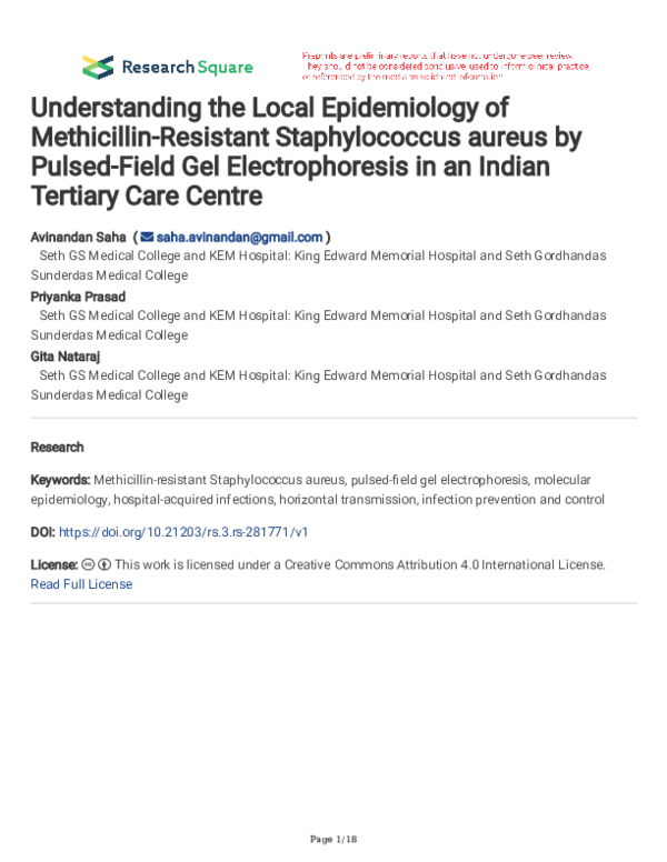 (PDF) Understanding the Local Epidemiology of Methicillin-Resistant Staphylococcus aureus by ...
