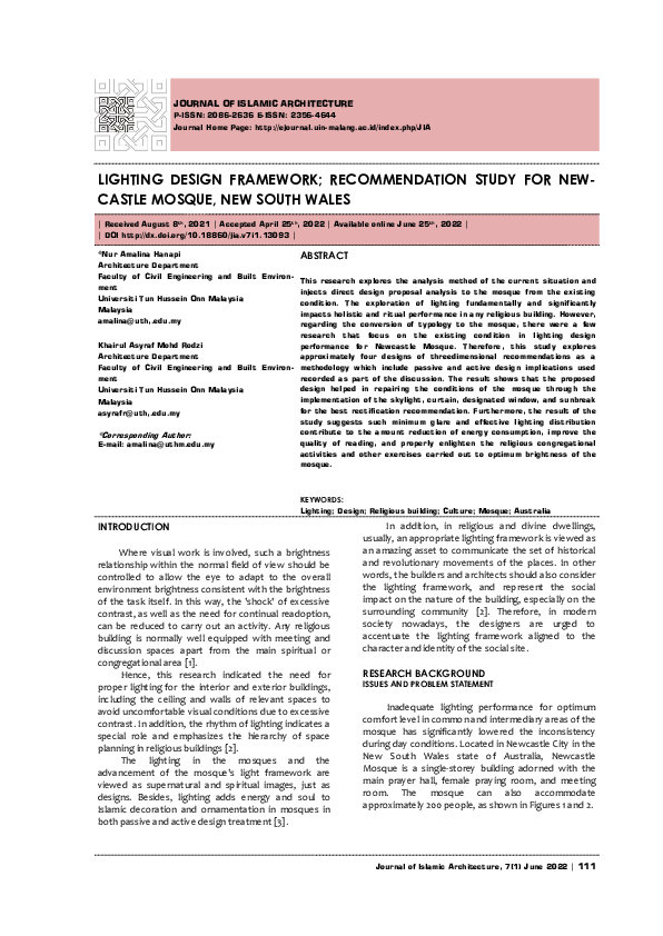 (PDF) Lighting Design Framework; Recommendation Study for Newcastle ...