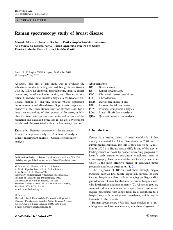 (PDF) Raman spectroscopy study of breast disease