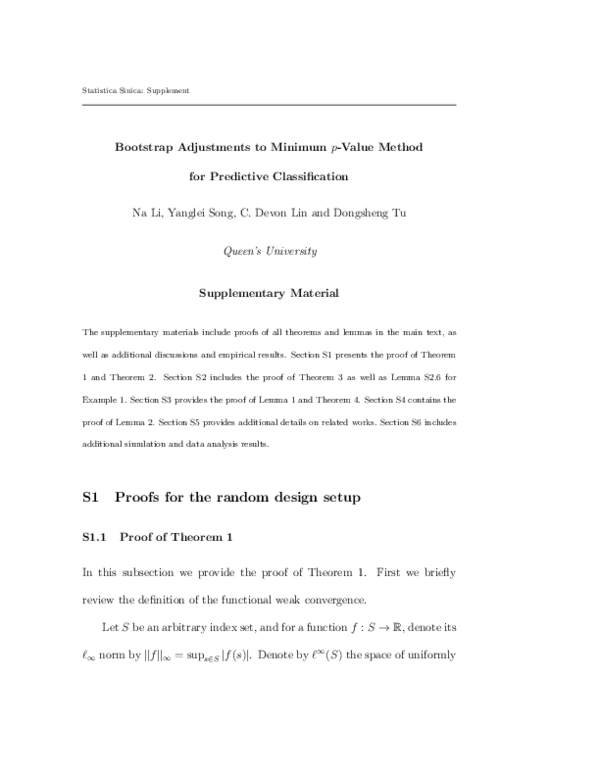 Pdf Bootstrap Adjustment To Minimum P Value Method For Predictive Classification