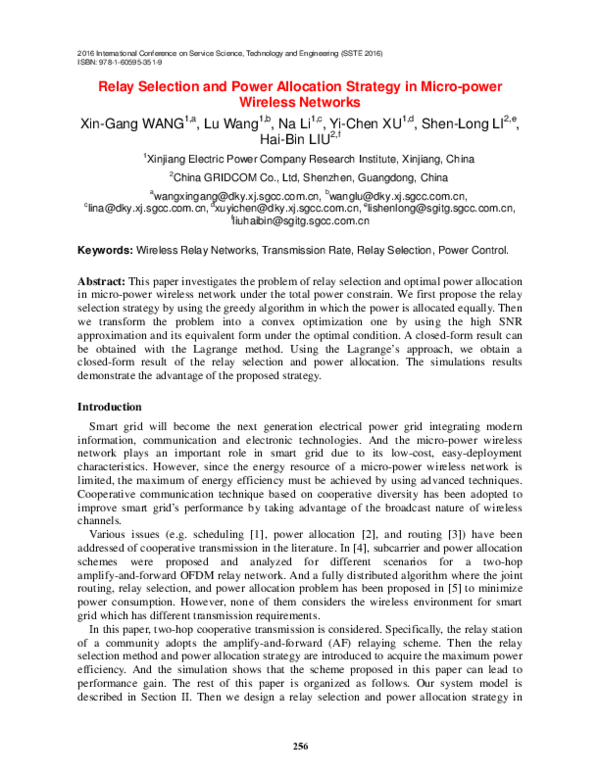 Pdf Relay Selection And Power Allocation Strategy In Micro Power