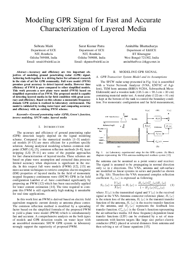 (PDF) Modeling GPR signal for fast and accurate characterization of ...