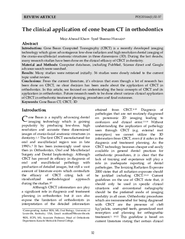 (PDF) The clinical application of cone beam CT in orthodontics