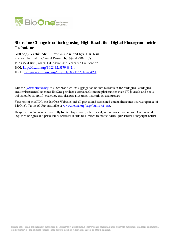 (PDF) Shoreline Change Monitoring using High Resolution Digital Photogrammetric Technique