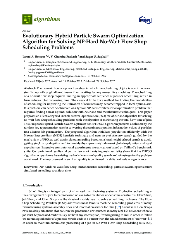 (PDF) Evolutionary Hybrid Particle Swarm Optimization Algorithm for ...