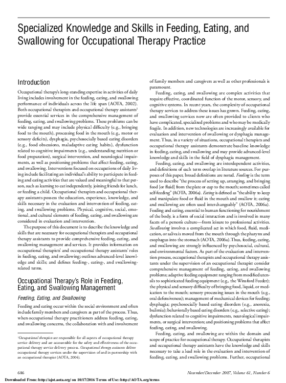 (PDF) Specialized Knowledge and Skills in Feeding, Eating, and ...